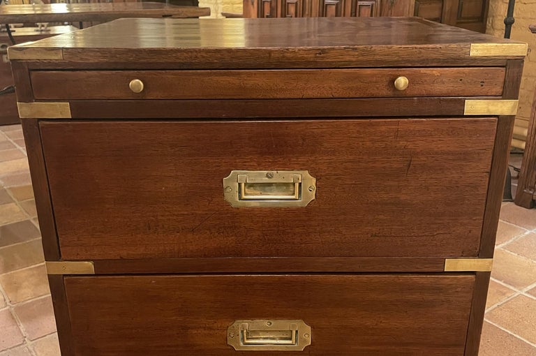 Small Campaign Chest of Drawers with Writing Table from 19th Century ...