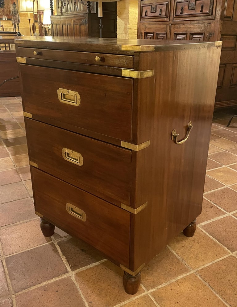 Small Campaign Chest of Drawers with Writing Table from 19th Century ...