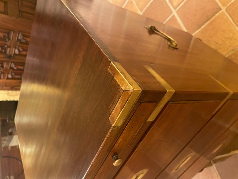 Small Campaign Chest of Drawers with Writing Table from 19th Century ...