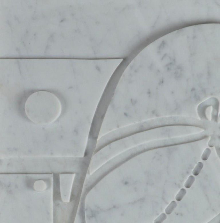 Small Carrara Marble Bas-Relief Penelope For Sale at 1stDibs