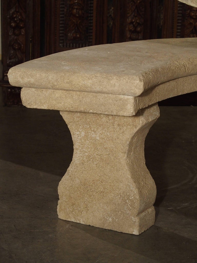 Small Carved Limestone Garden Bench from Provence, France at 1stDibs