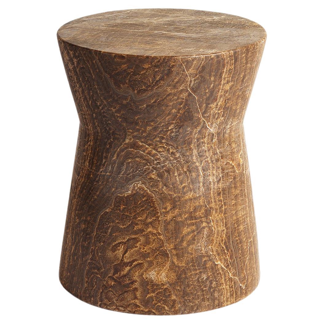 Small Carved Stone Stool in Brown Onyx For Sale at 1stDibs