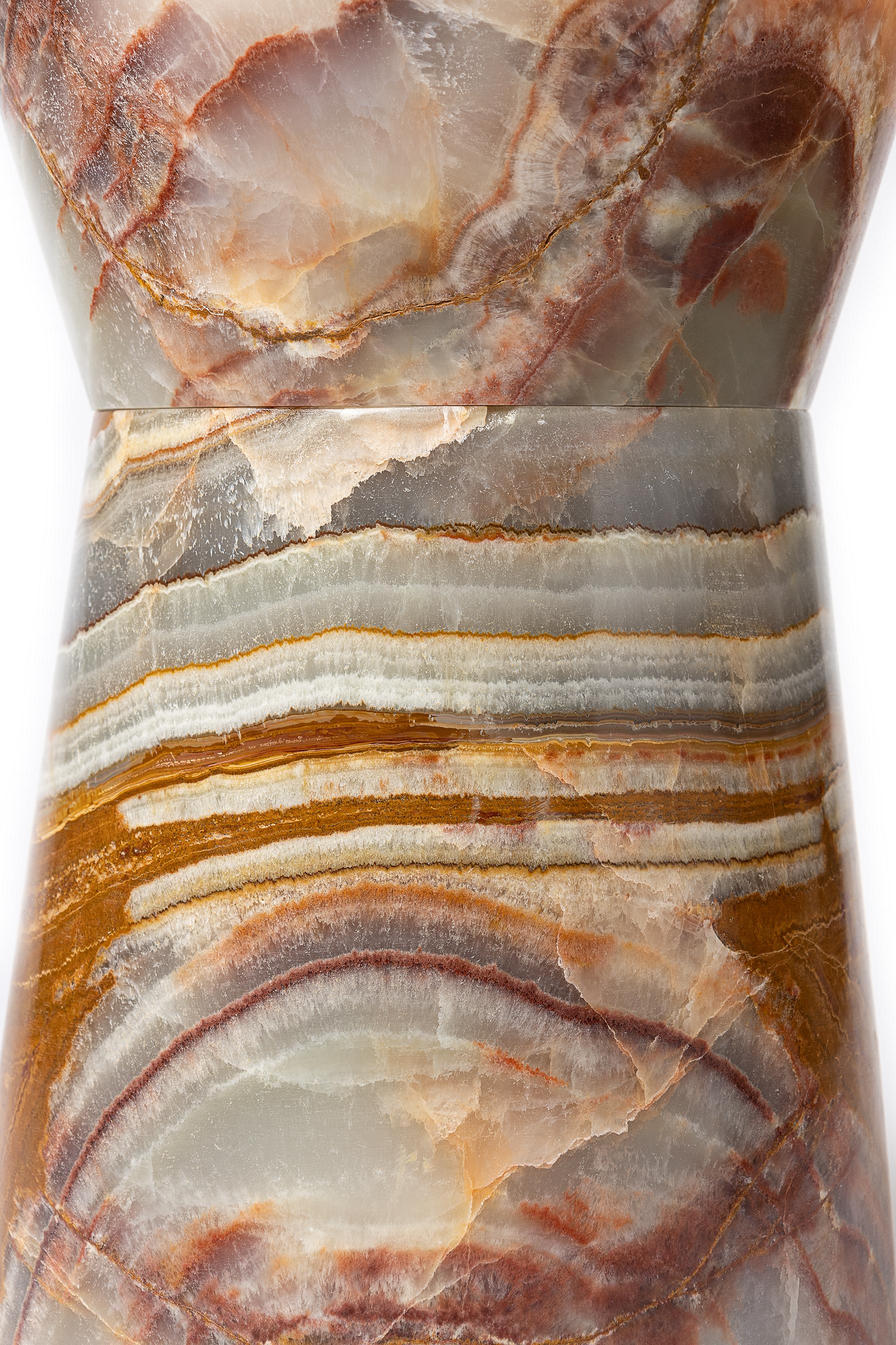 Small Carved Stone Stool in Verde Onyx For Sale at 1stDibs