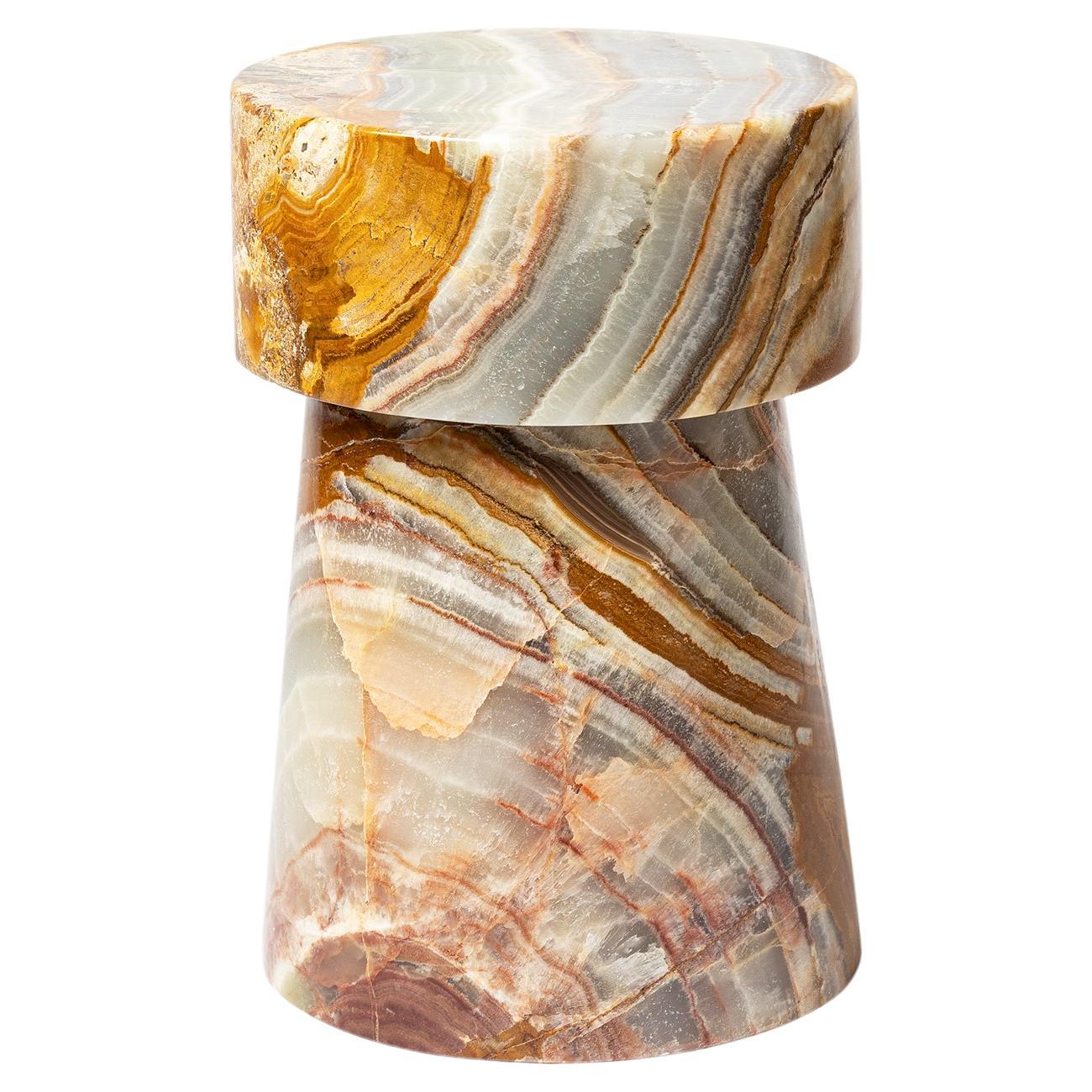 Small Carved Stone Stool in Verde Onyx For Sale at 1stDibs