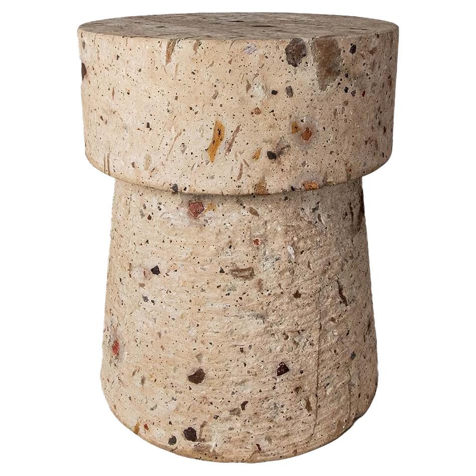 Small Carved Volcanic Stone Stool in Piñon For Sale at 1stDibs