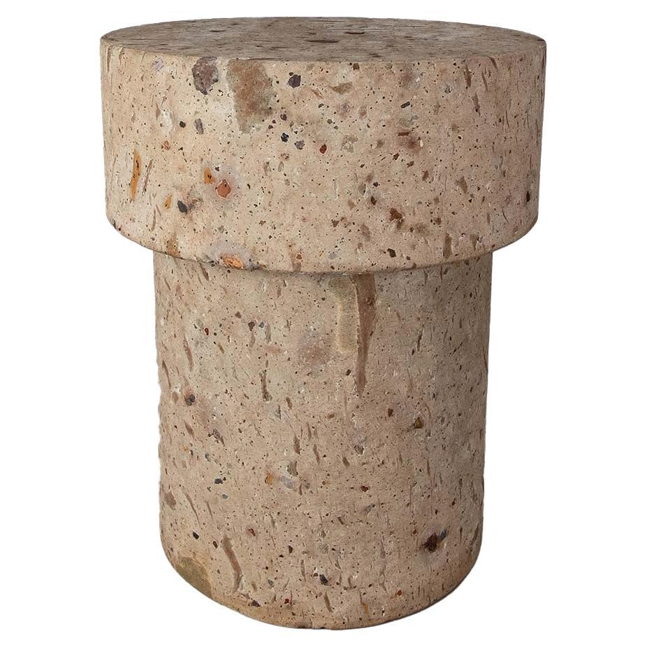 Small Carved Volcanic Stone Stool in Piñon For Sale at 1stDibs