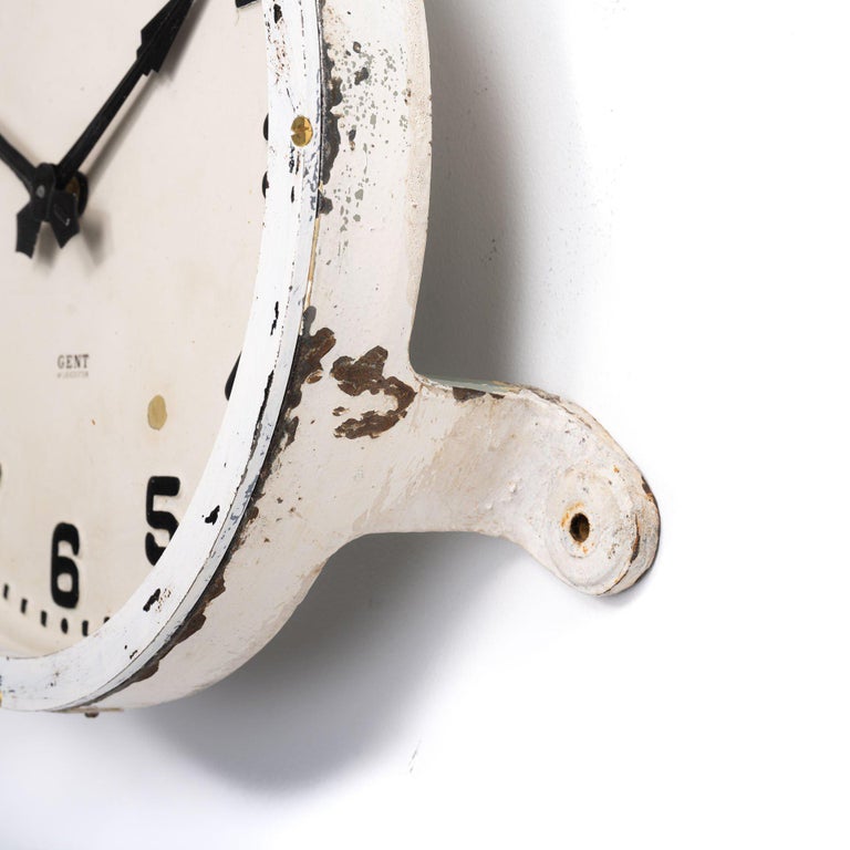 Small Cast Iron Station Wall Clock by Gent of Leicester For Sale at 1stDibs