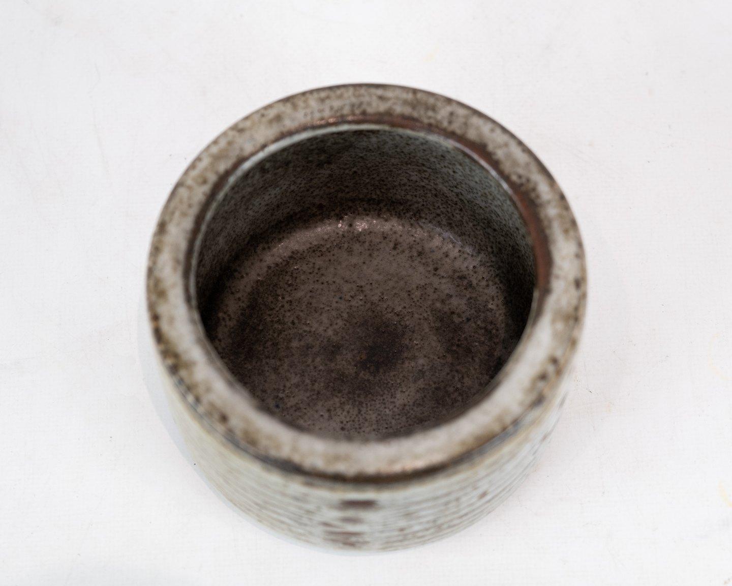 Small Ceramic Jar in Dark Colors by Saxbo at 1stDibs
