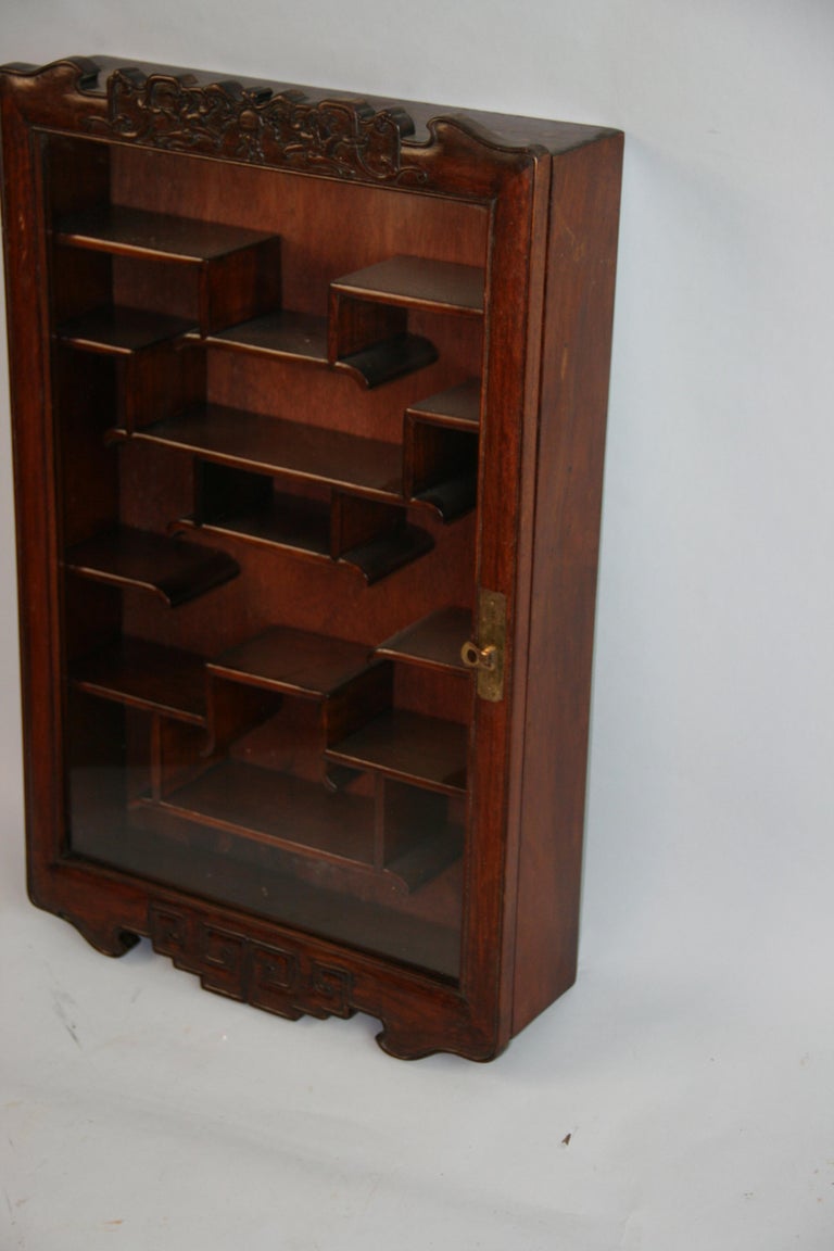 Small Chinese Curio Glass Front Curio Display Case For Sale at 1stDibs