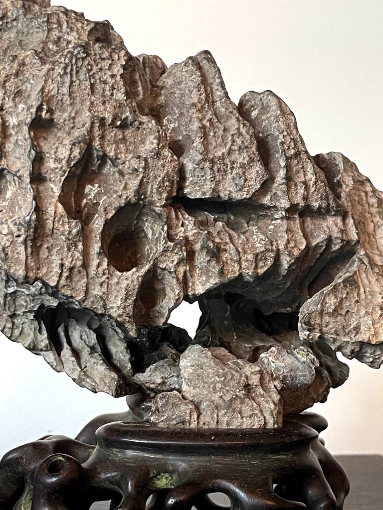 Small Chinese Scholar Rock Ying Stone on Display Stand at 1stDibs