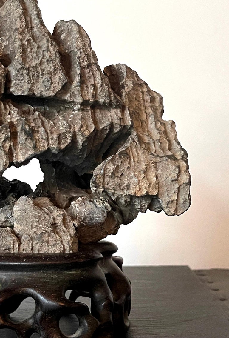 Small Chinese Scholar Rock Ying Stone on Display Stand at 1stDibs