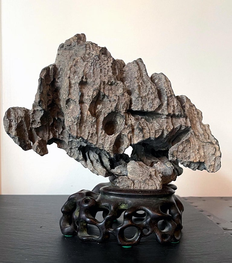 Small Chinese Scholar Rock Ying Stone on Display Stand at 1stDibs