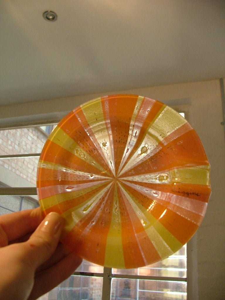 Small Circular Orange Roulette Fused Glass Ashtray Higgins For Sale at ...