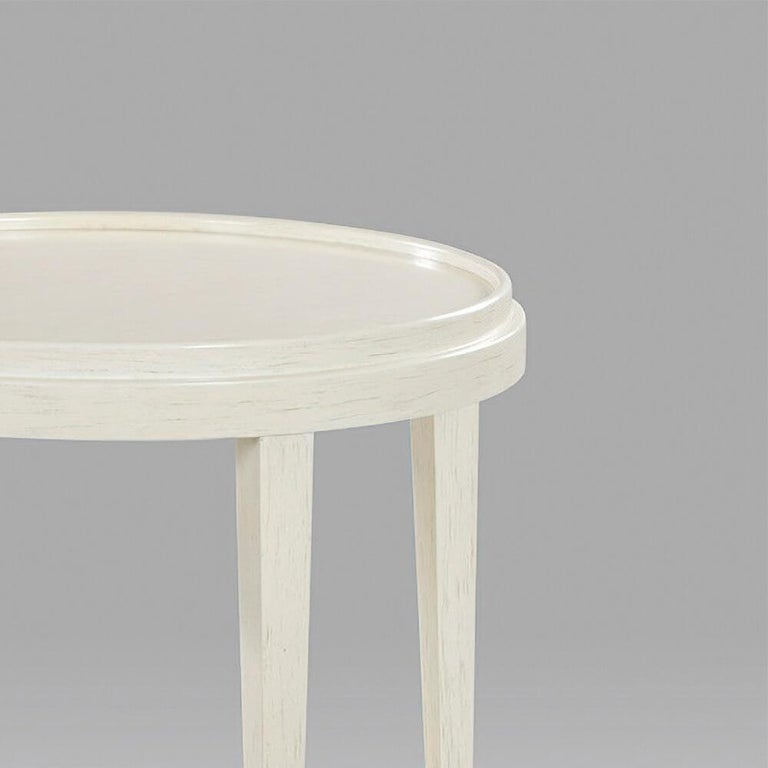 Small Classic Round End Table, Distressed White For Sale at 1stDibs
