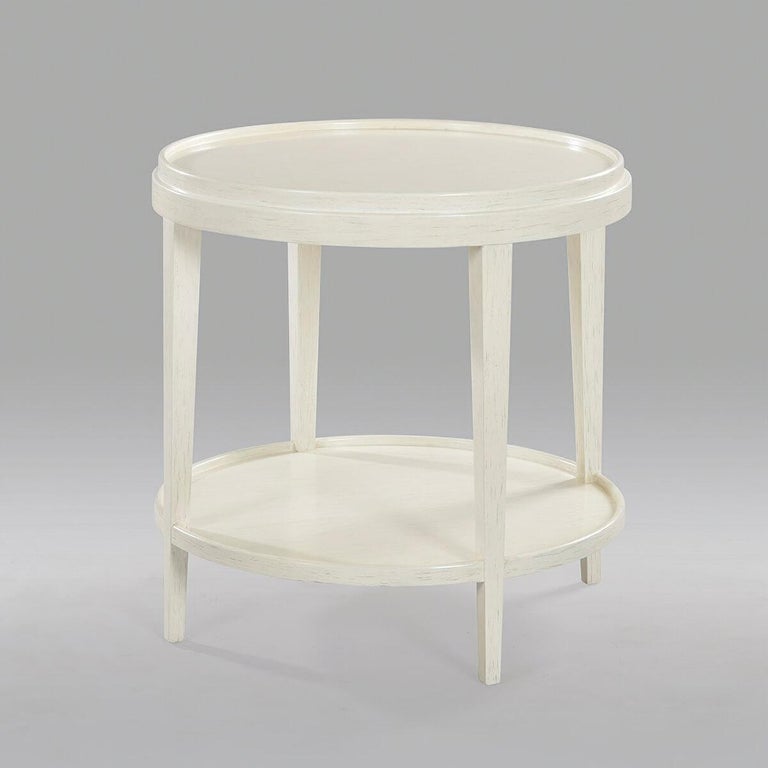 Small Classic Round End Table, Distressed White For Sale at 1stDibs