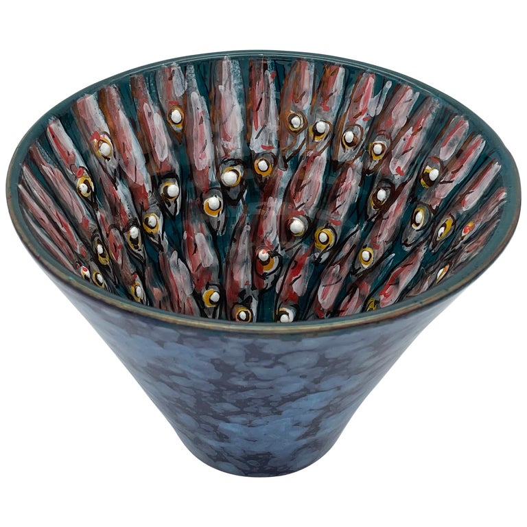 Small Conical Jar Hand Painted Glazed Earthenware Italy 21st Century ...