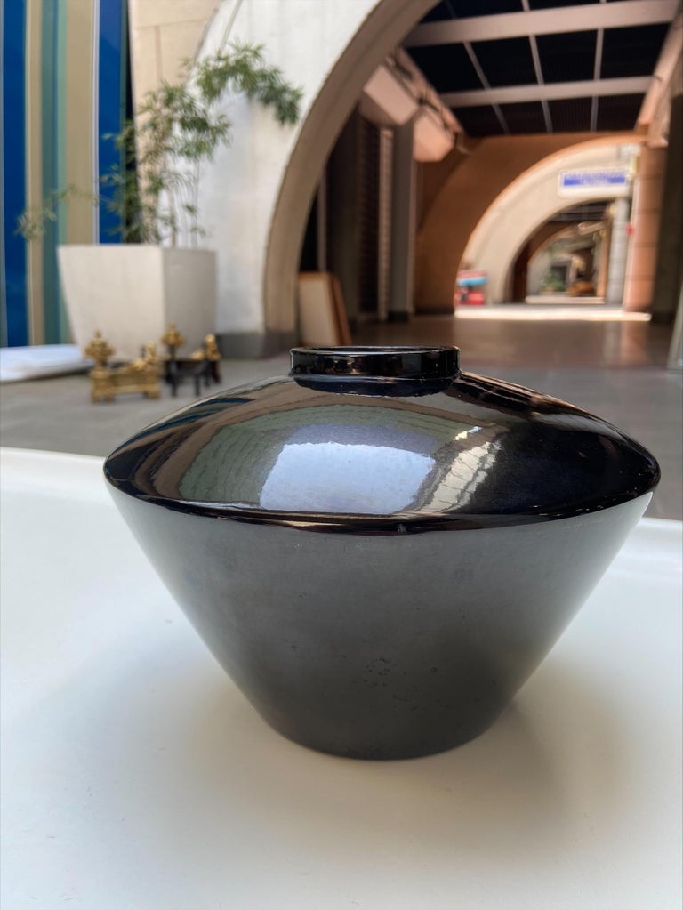 Small Conical Vase, Paul-Ami Bonifas Ceramic, Black Luster Earth -Circa ...