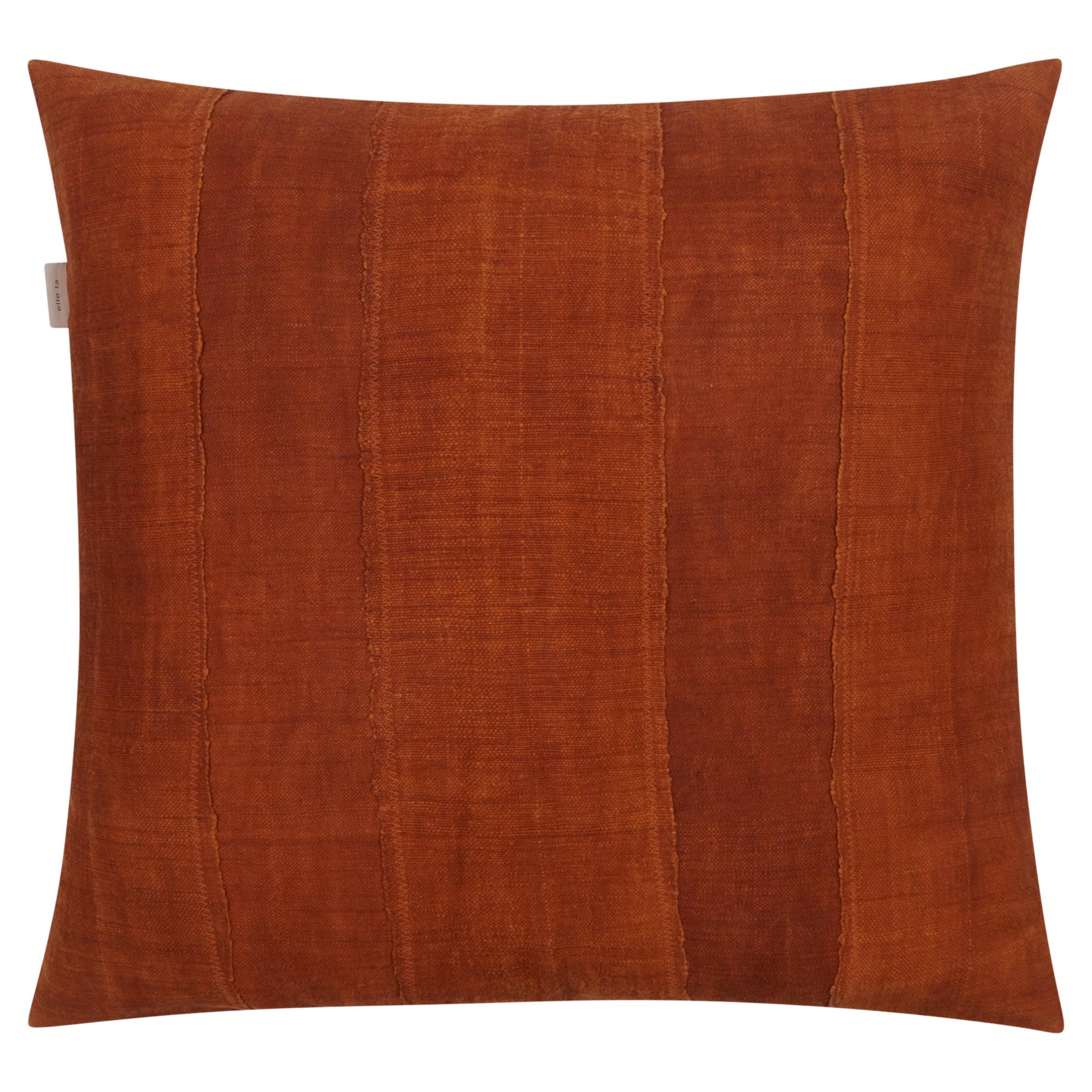 Contemporary Brown and White Checkered Cushion Cover, Handwoven in Mali ...