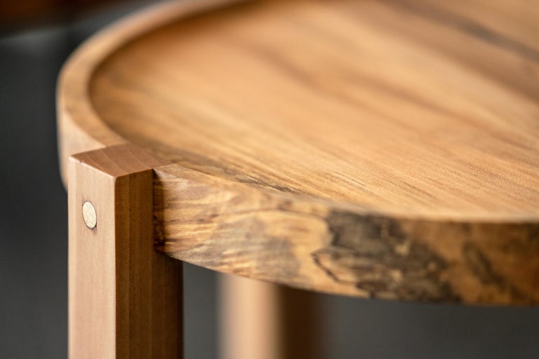 Small Contemporary Satin Walnut Wood Side Table with Bronze Details at ...