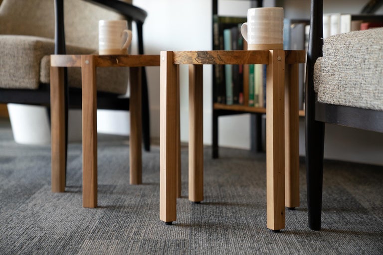 Small Contemporary Satin Walnut Wood Side Table with Bronze Details at ...