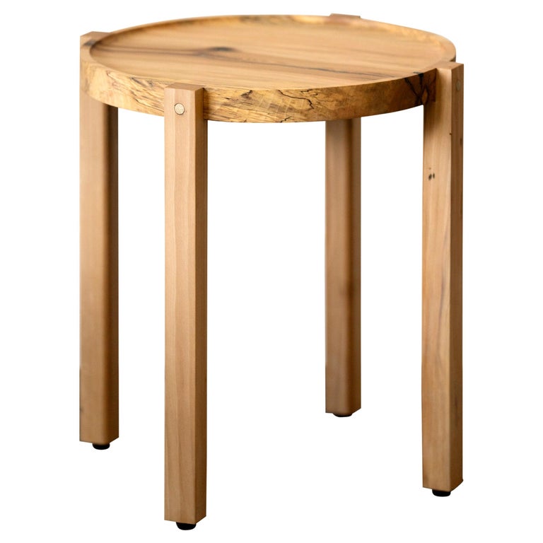 Small Contemporary Satin Walnut Wood Side Table with Bronze Details For ...