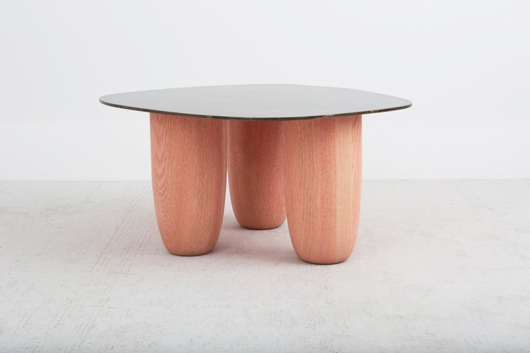 Small Contemporary Steel and Solid Oak Low Sumo Table by Vivian ...