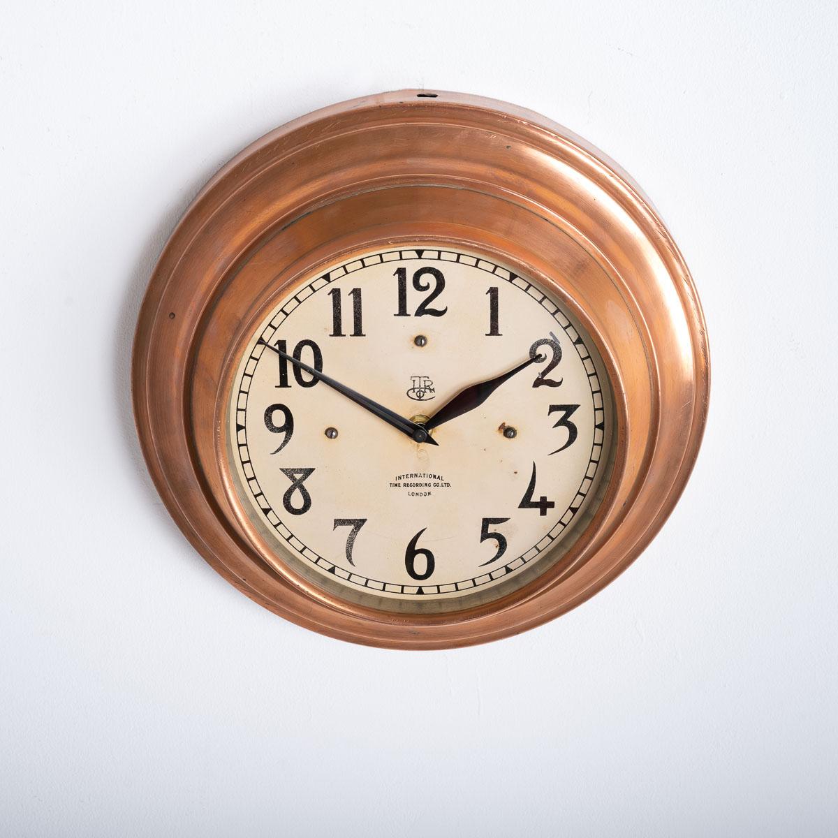 Small Copper Antique Wall Clock by 'ITR' International Time Recording ...