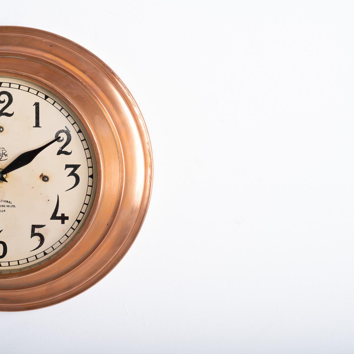 Small Copper Antique Wall Clock by 'ITR' International Time Recording ...