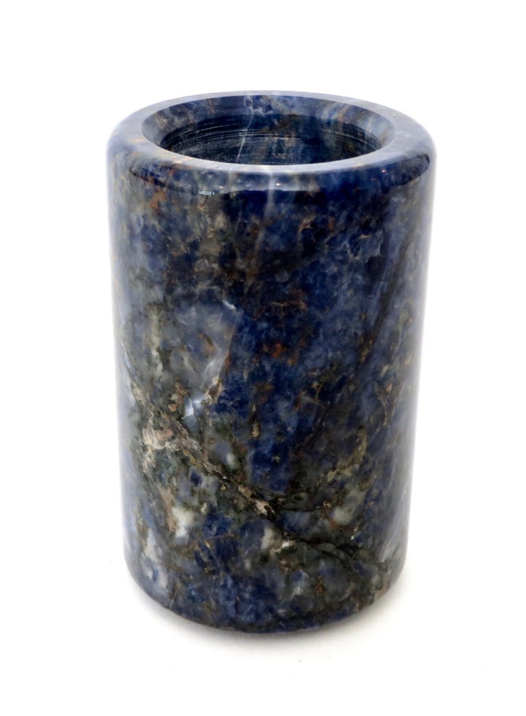 Small Cylinder or Candleholder in Blue Marble at 1stDibs