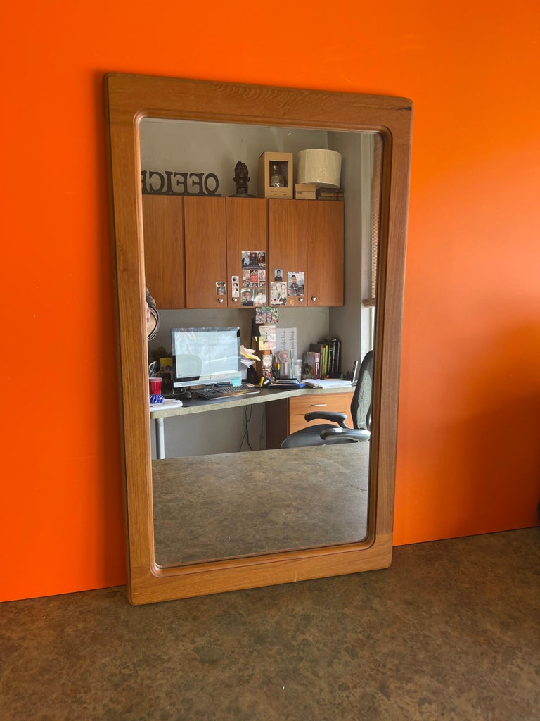 Small Danish Modern Teak Mirror by Pedersen and Hansen For Sale at 1stDibs