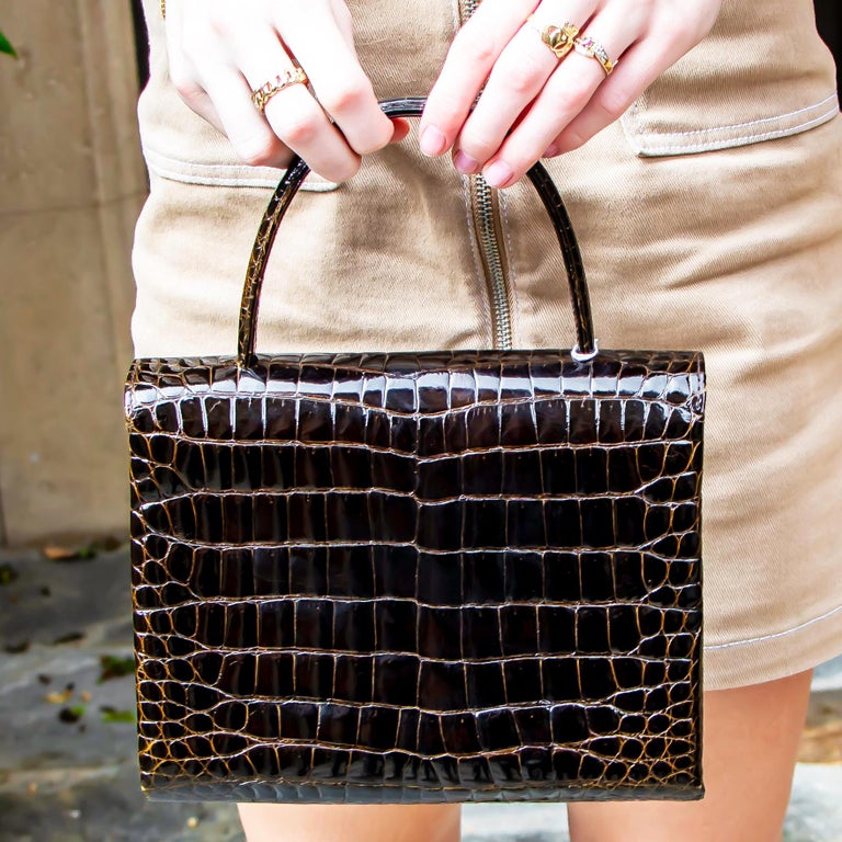 Small Dark Brown Crocodile Handbag For Sale at 1stDibs | lana marks