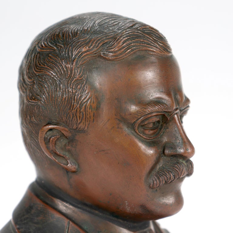 Small Desk or Cabinet Sized Bronze Bust of President Theodore 'Teddy ...