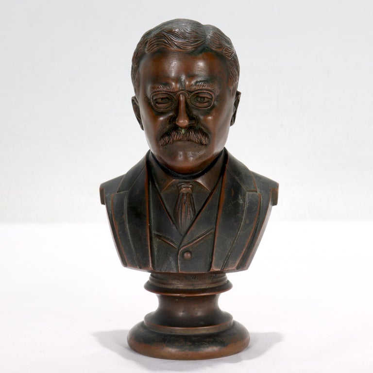 Small Desk or Cabinet Sized Bronze Bust of President Theodore 'Teddy ...