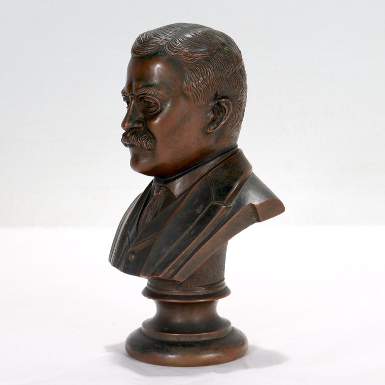 Small Desk or Cabinet Sized Bronze Bust of President Theodore 'Teddy ...