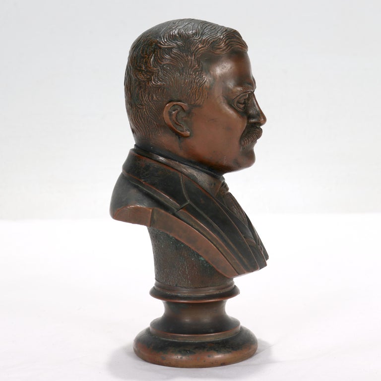 Small Desk or Cabinet Sized Bronze Bust of President Theodore 'Teddy ...