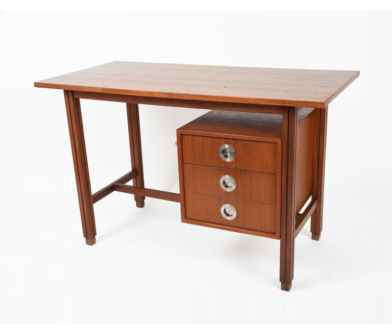 Small Desk Teak and Steel, Scandinavian 1960s, Mid-Century Modern ...