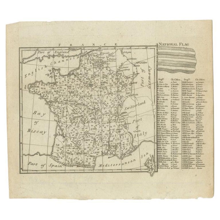 Small Detailed Antique Map of France, c.1780 For Sale at 1stDibs
