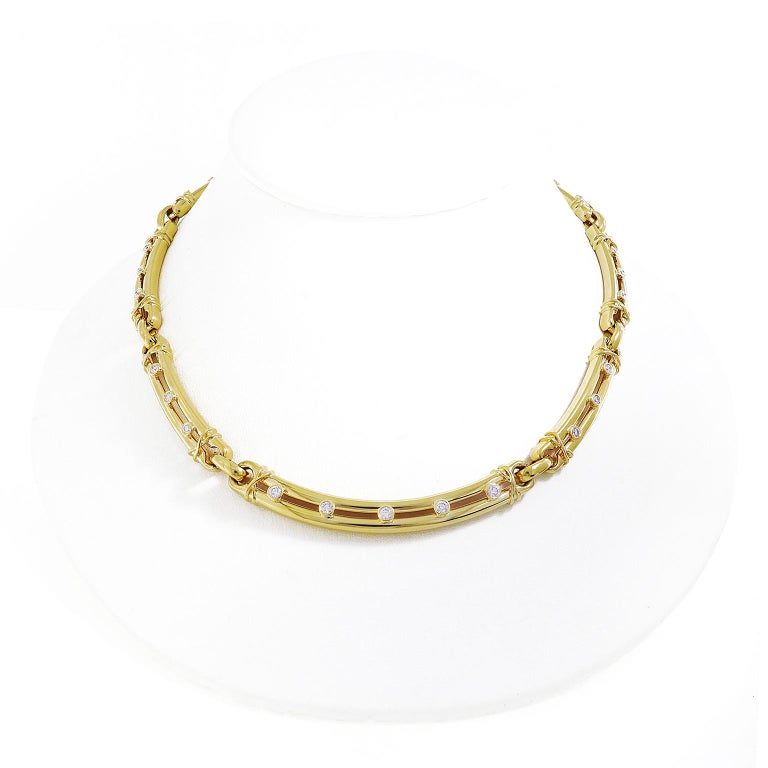 Small Double Line Diamond Necklace For Sale at 1stDibs