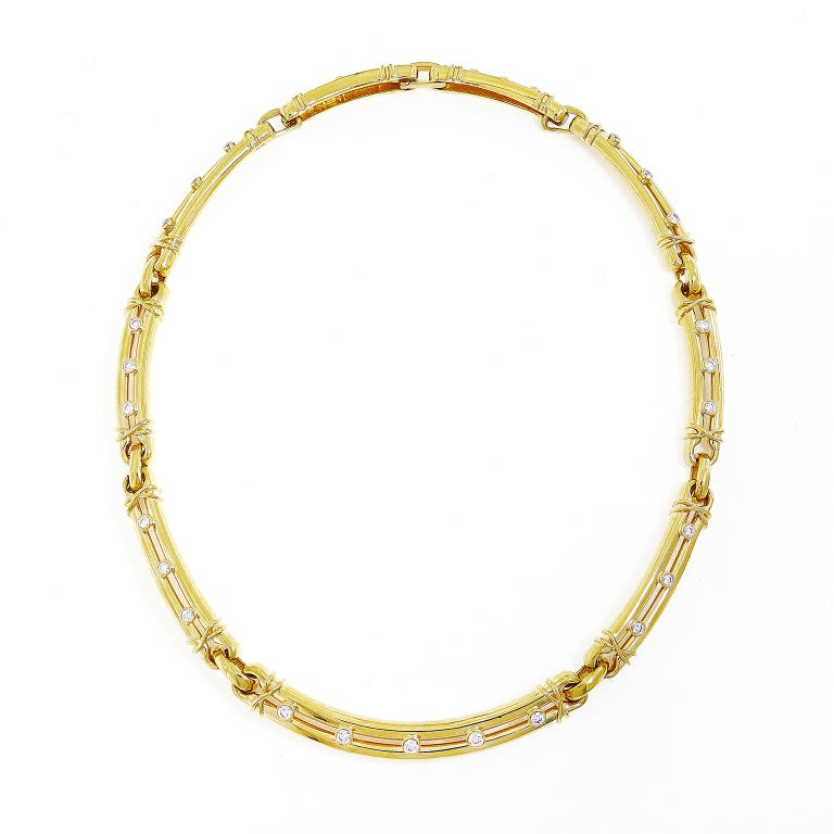 Small Double Line Diamond Necklace For Sale at 1stDibs