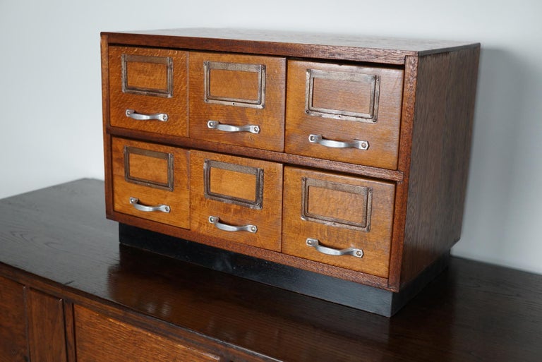 Small Dutch Oak Apothecary / Filing Cabinet Tabletop Model, circa 1940s ...