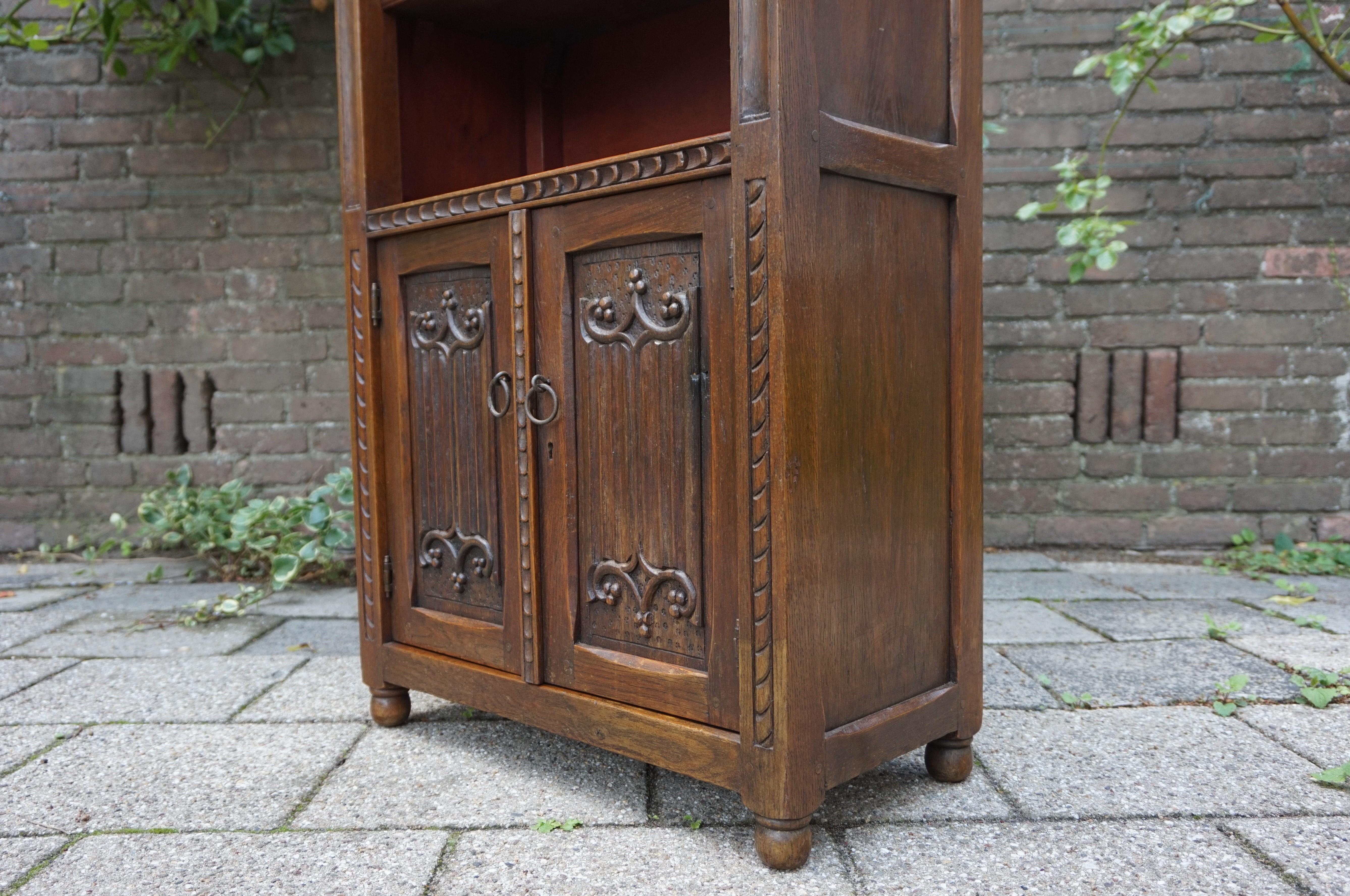 Small Early 1900s Gothic Revival Oak Monastery Bookcase for Books and ...