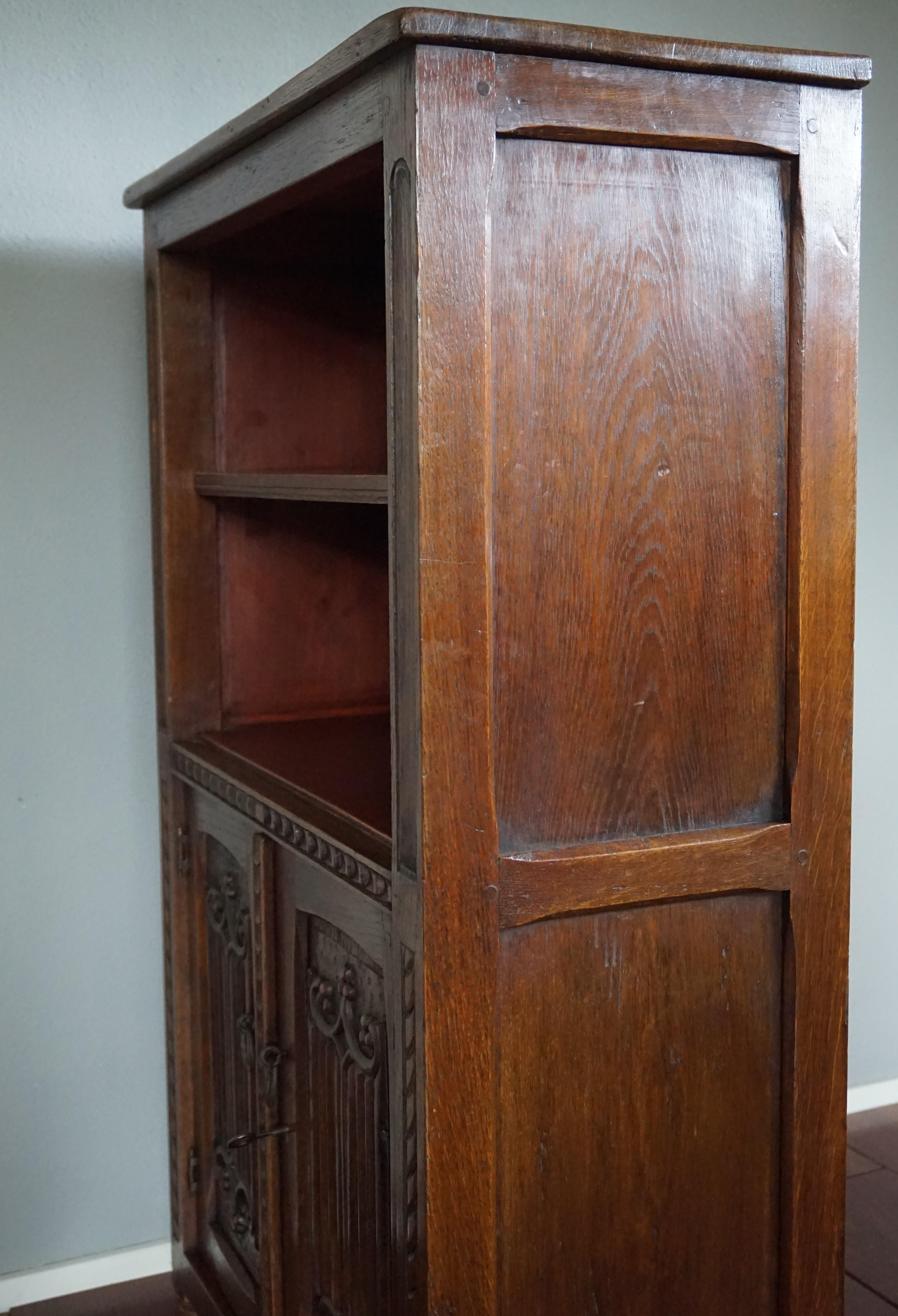 Small Early 1900s Gothic Revival Oak Monastery Bookcase for Books and ...