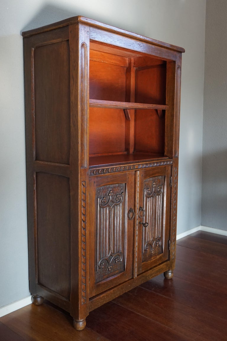 Small Early 1900s Gothic Revival Oak Monastery Bookcase for Books and ...