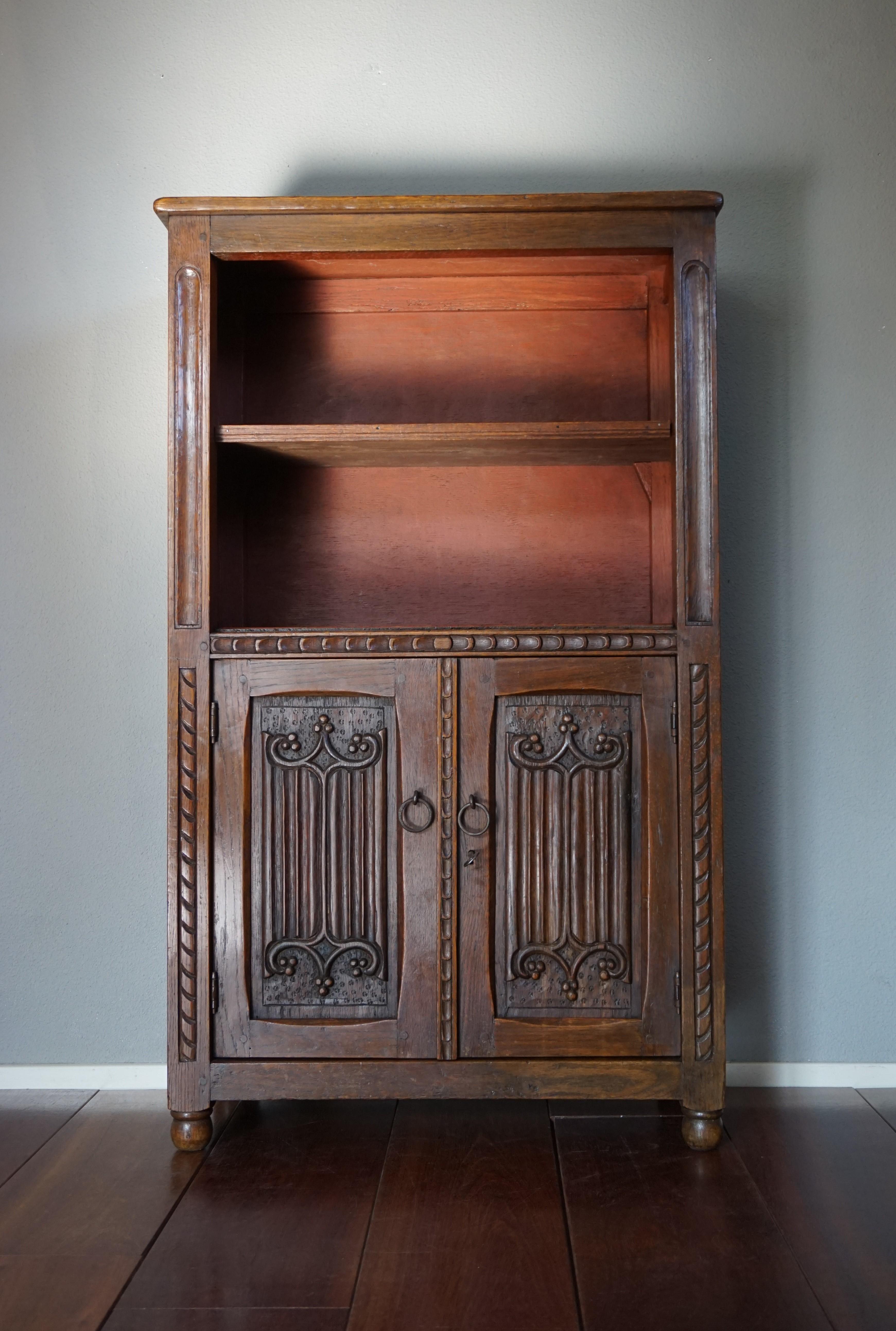 Small Early 1900s Gothic Revival Oak Monastery Bookcase for Books and ...