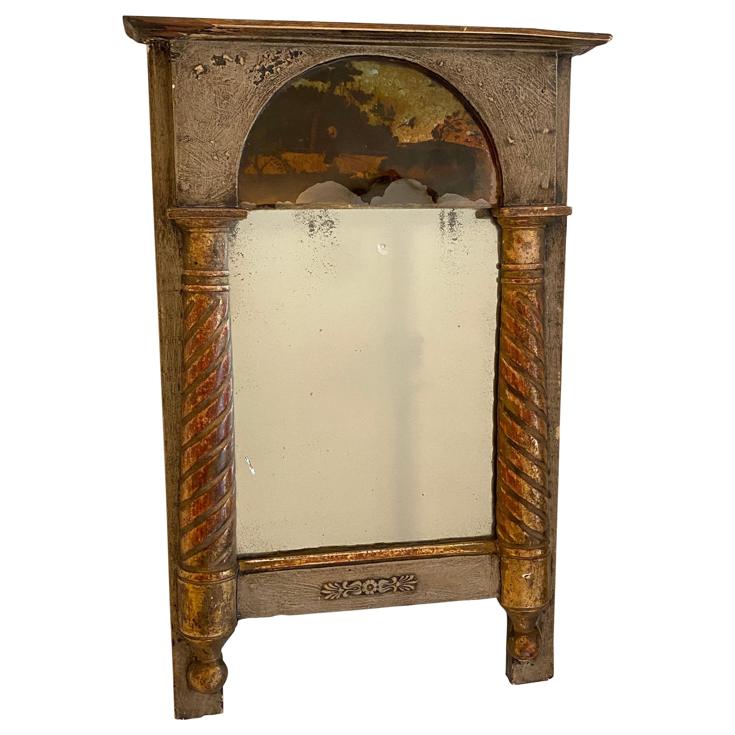 Gilt Empire Mirror with Reverse Painting, circa 1830 For Sale at 1stDibs
