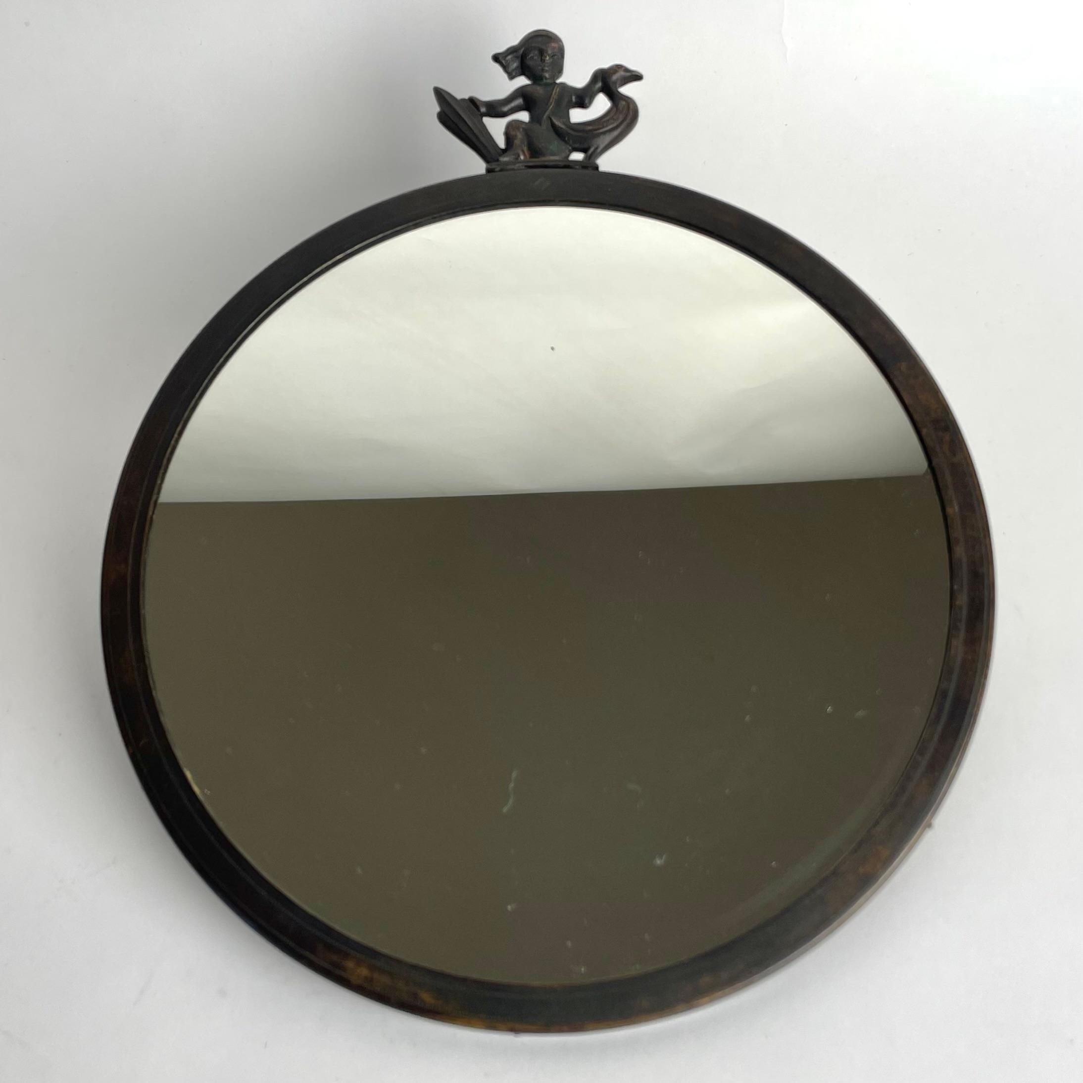 Small elegant Wall Mirror in dark patinated bronze. Swedish Grace from ...