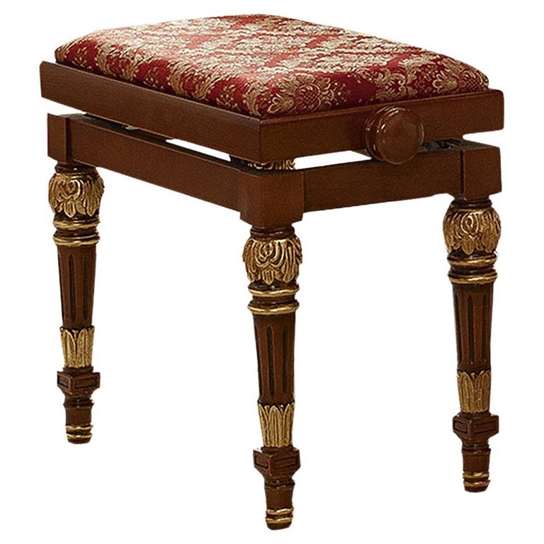 Small Empire Style Ottoman in Red Damascus by Modenese Gastone ...