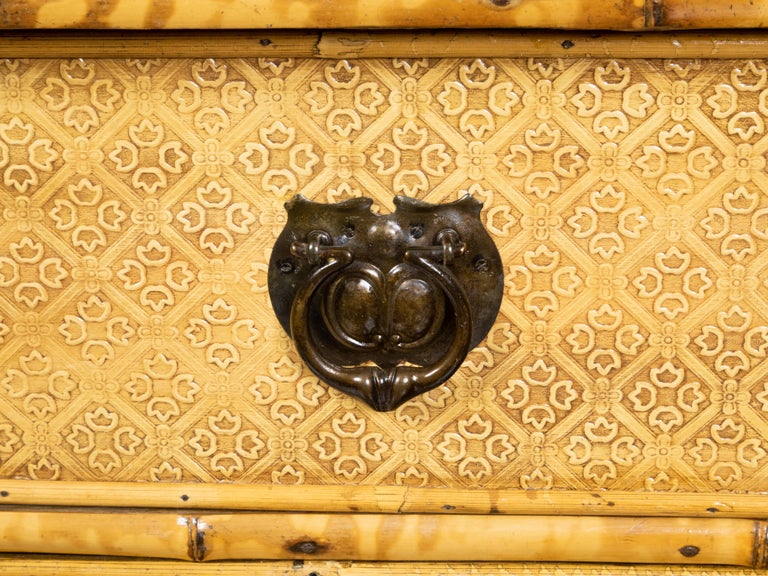 Small English 1920s Mottled Bamboo Three-Drawer Chest with Floral Décor ...