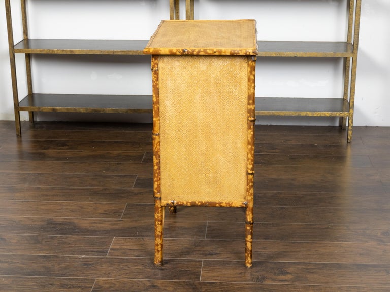 Small English 1920s Mottled Bamboo Three-Drawer Chest with Floral Décor ...