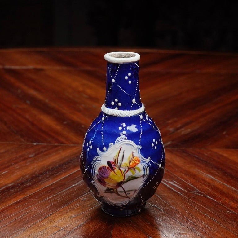 Small English Enamel Flask, Flowers on Blue Ground, circa 1780 For Sale ...